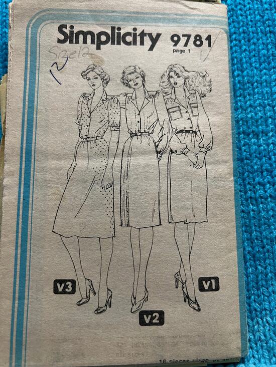 neelam | Office | Simplicity 978 Sewing Pattern Shirt Dress 198s Size ...